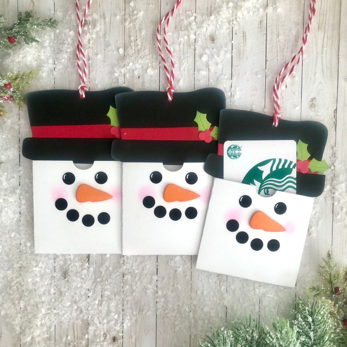 Snowman Christmas Gift Card Holder, Gift Card Pocket, Gift Card Tag ...