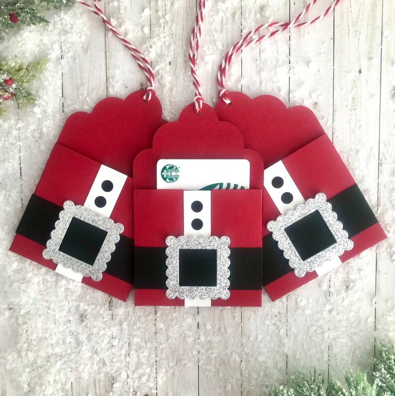 Santa Suit Christmas Gift Card Holder, Gift Card Pocket, Gift Card Tag ...