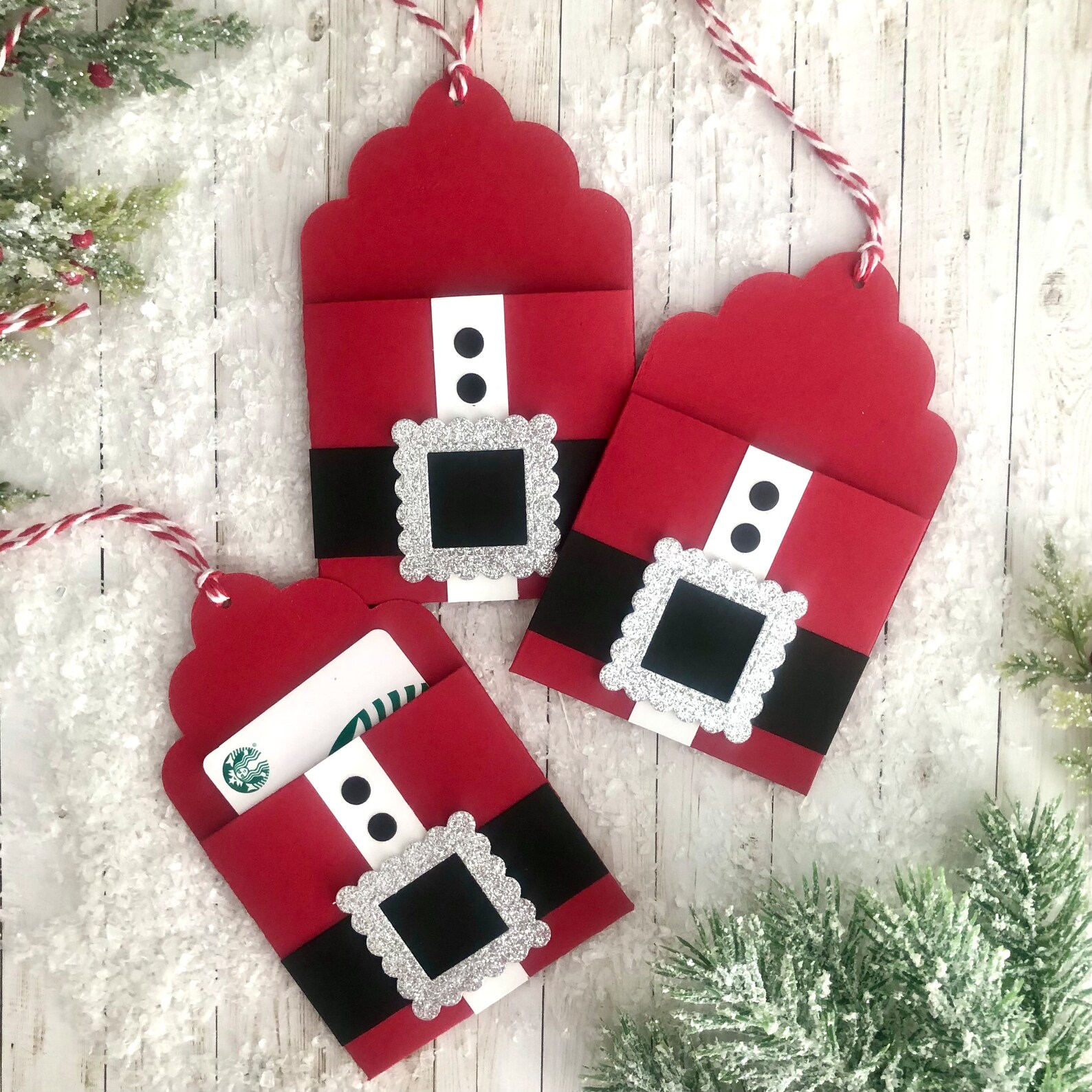 Santa Suit Christmas Gift Card Holder, Gift Card Pocket, Gift Card Tag ...