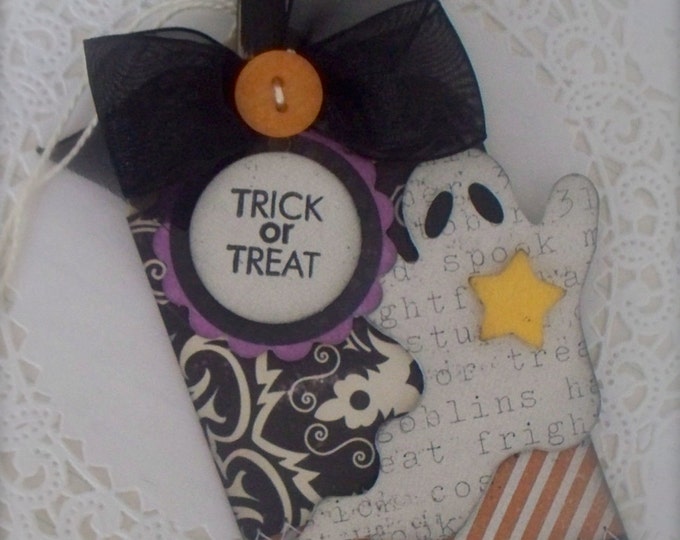 Trick or Treat Halloween Tag Embellishment - Etsy