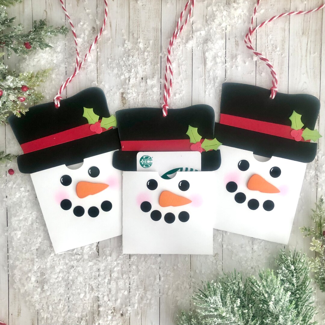 Snowman Christmas Gift Card Holder, Gift Card Pocket, Gift Card Tag ...