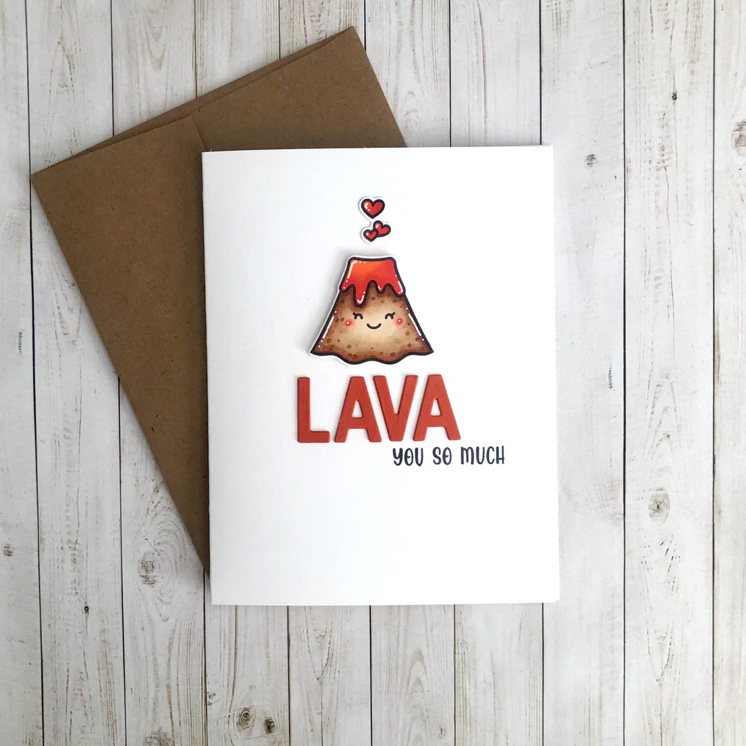 Lava You Volcano Greeting Card Handmade, Love Punny Card, Pun Card - Etsy