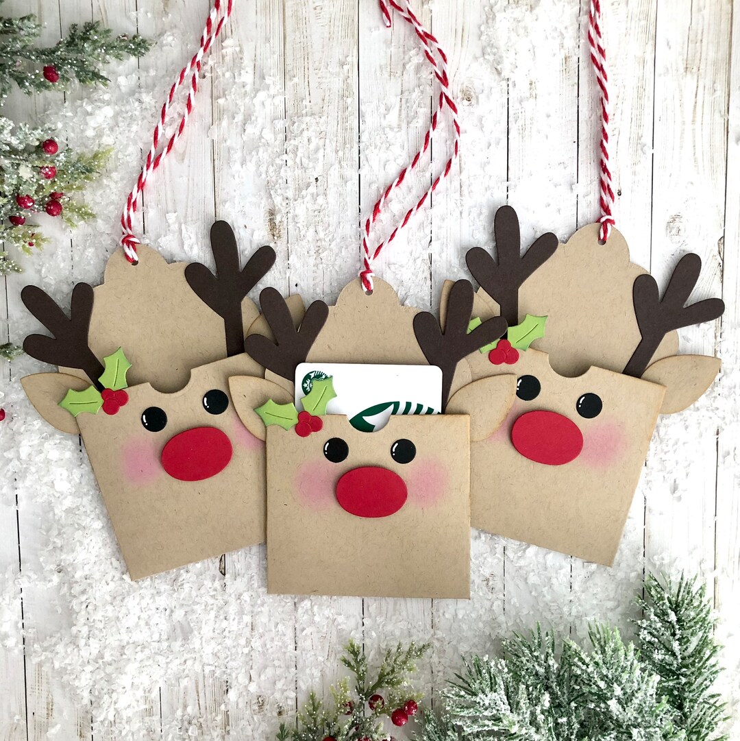 Reindeer Rudolph Christmas Gift Card Holder, Gift Card Pocket, Gift ...