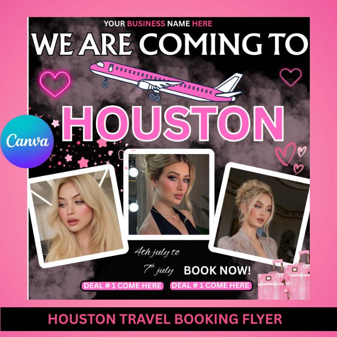 Houston Travel Booking Flyer Template: Editable Canva Design - Etsy