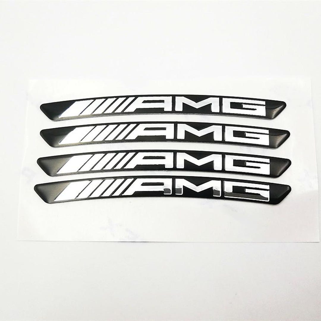 4 Pcs Black Metal AMG Wheel Rim Decals – 9cm Durable Car Stickers ...
