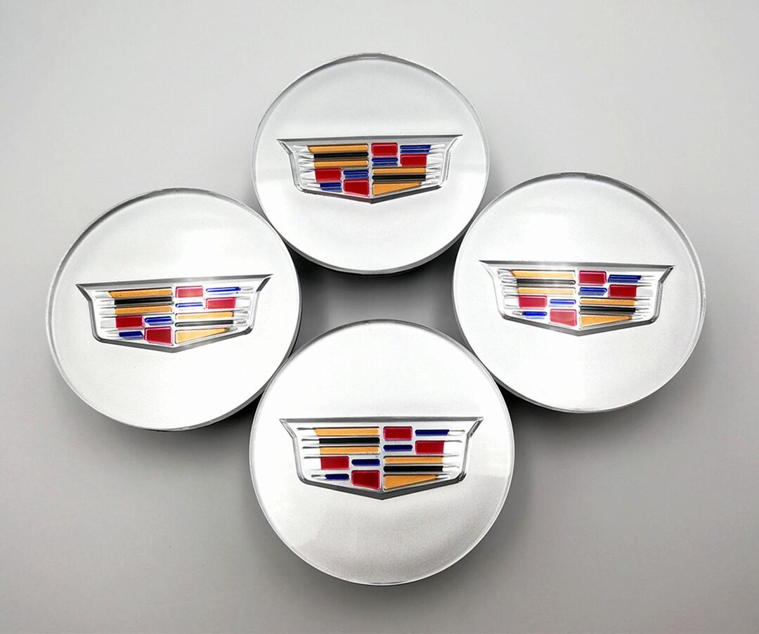 Set of 4 66mm Silver Acrylic Wheel Center Caps for Cadillac – Alloy ...