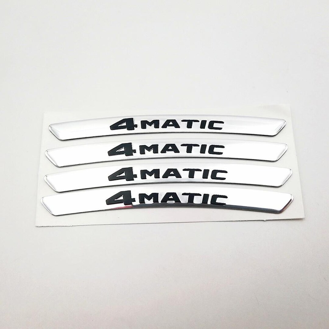 4 Pcs 9cm Silver Metal Wheel Rim Decals 4MATIC – Car Emblem Stickers ...
