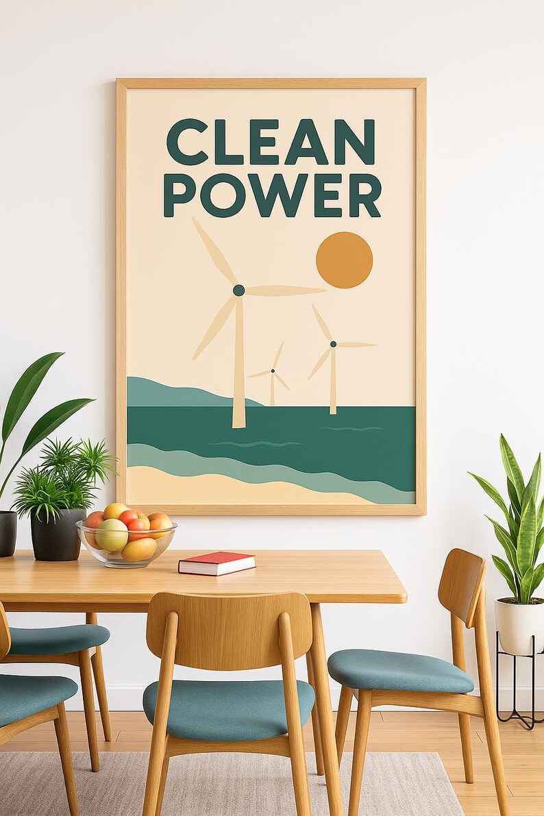 Wind Energy Poster: Minimalist Renewable Energy Wall Art (digital ...