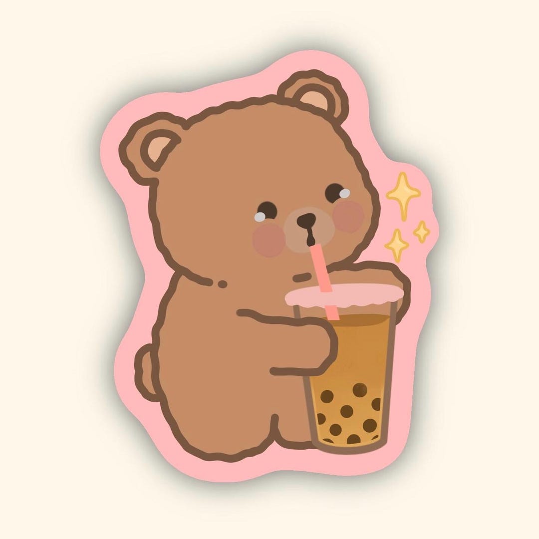 Boba Bear Sticker: Waterproof Vinyl Decal - Bubble Tea for Kindle and ...