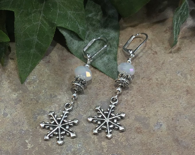 Frosted Snowflake Earrings, Winter Earrings, Holiday Earrings - Etsy