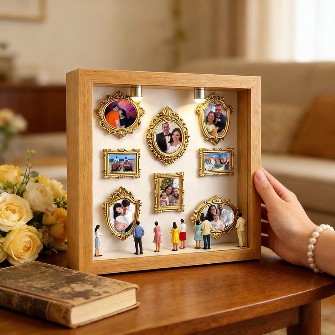 DIY Mini Museum Silhouette Box, Commemorative Memory Photo Frame，gold ...
