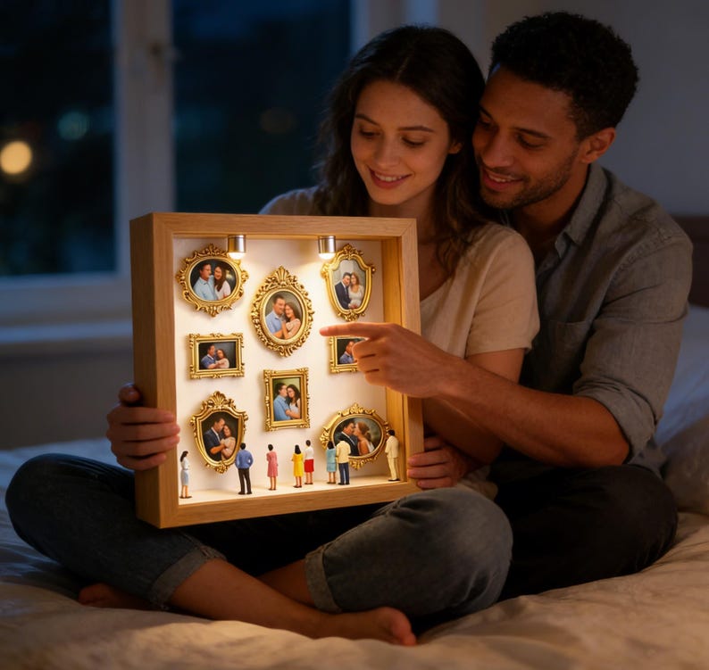 DIY Mini Museum Silhouette Box, Commemorative Memory Photo Frame，gold ...