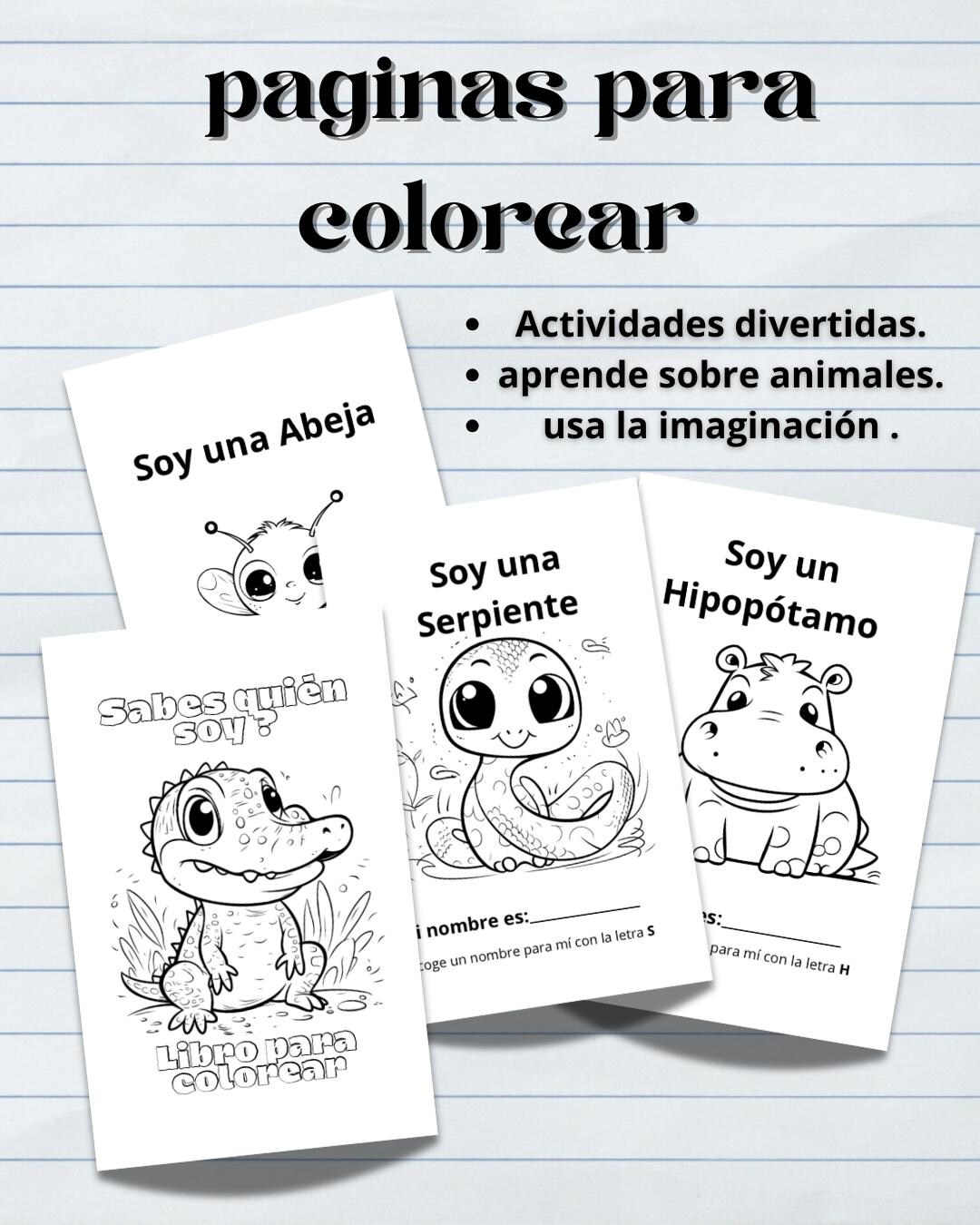 10 Coloring Pages to Learn About Animals - Etsy