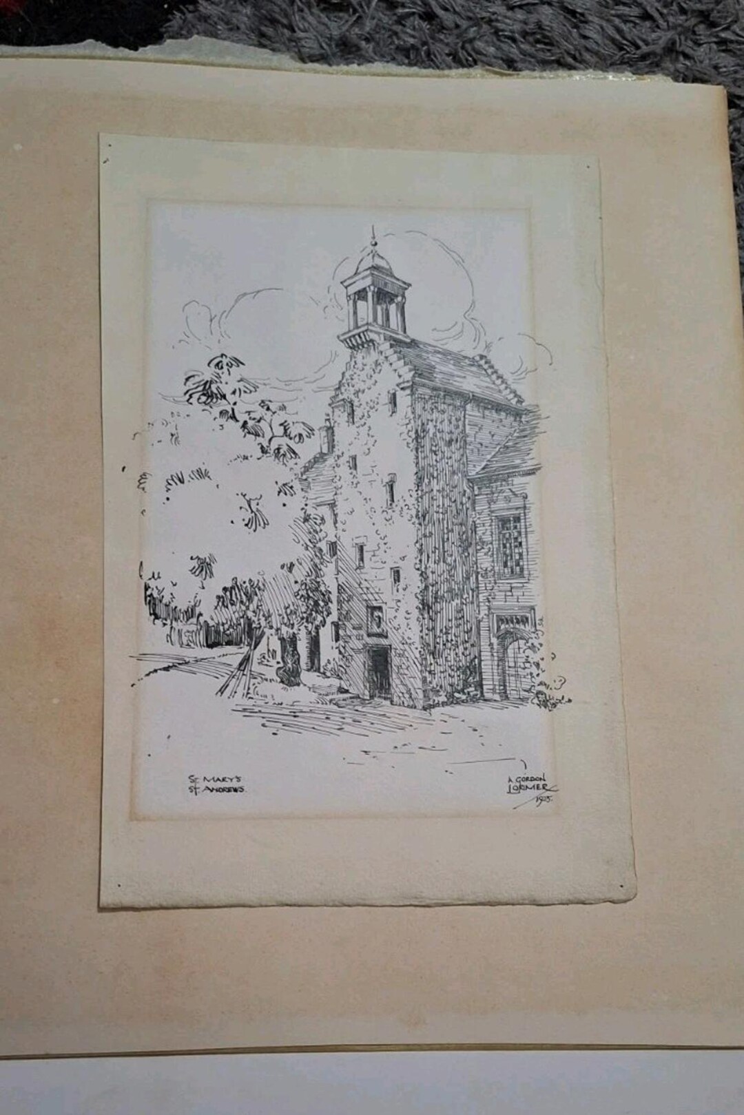 St Mary's Church St. Andrews, A. Gordon Lorimer, 1925 Original Ink ...