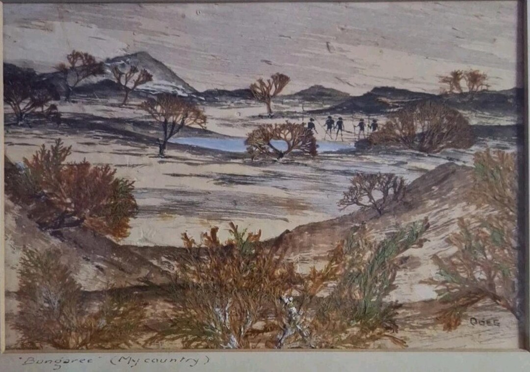 Aboriginal Art "bungaree" (my Country), 1965, A Watercolour Plus Bits ...
