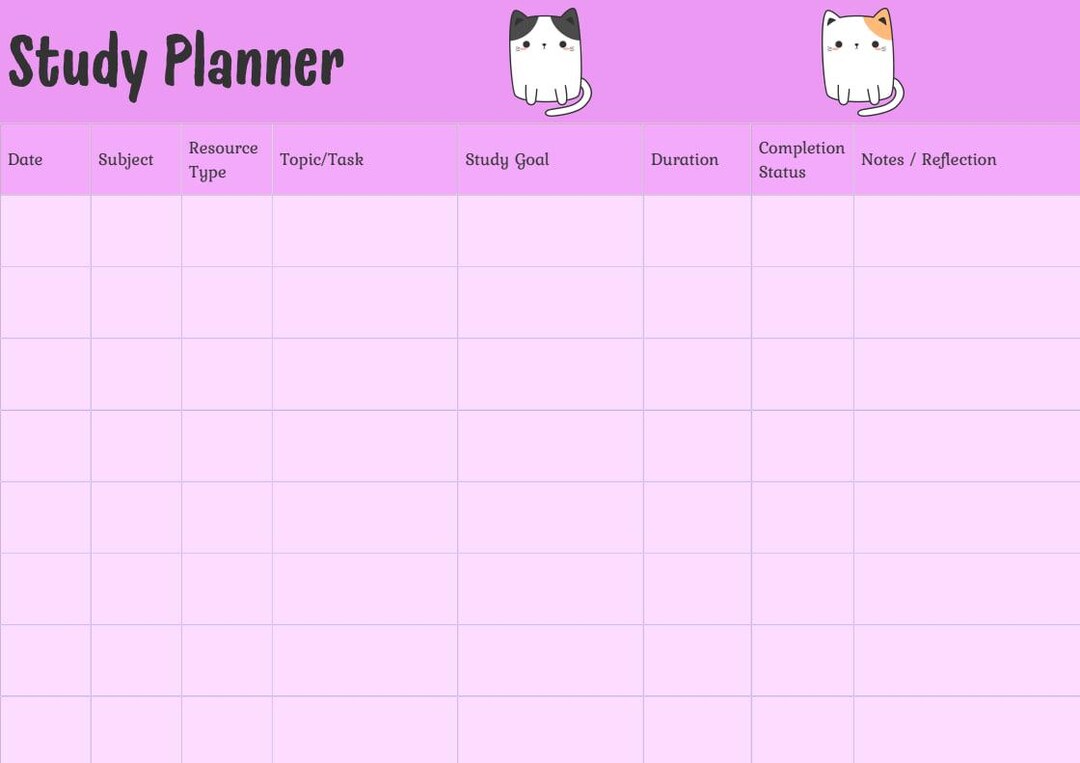 Cute & Colorful Study Planner Bundle – Excel, Canva, Printable - Etsy UK