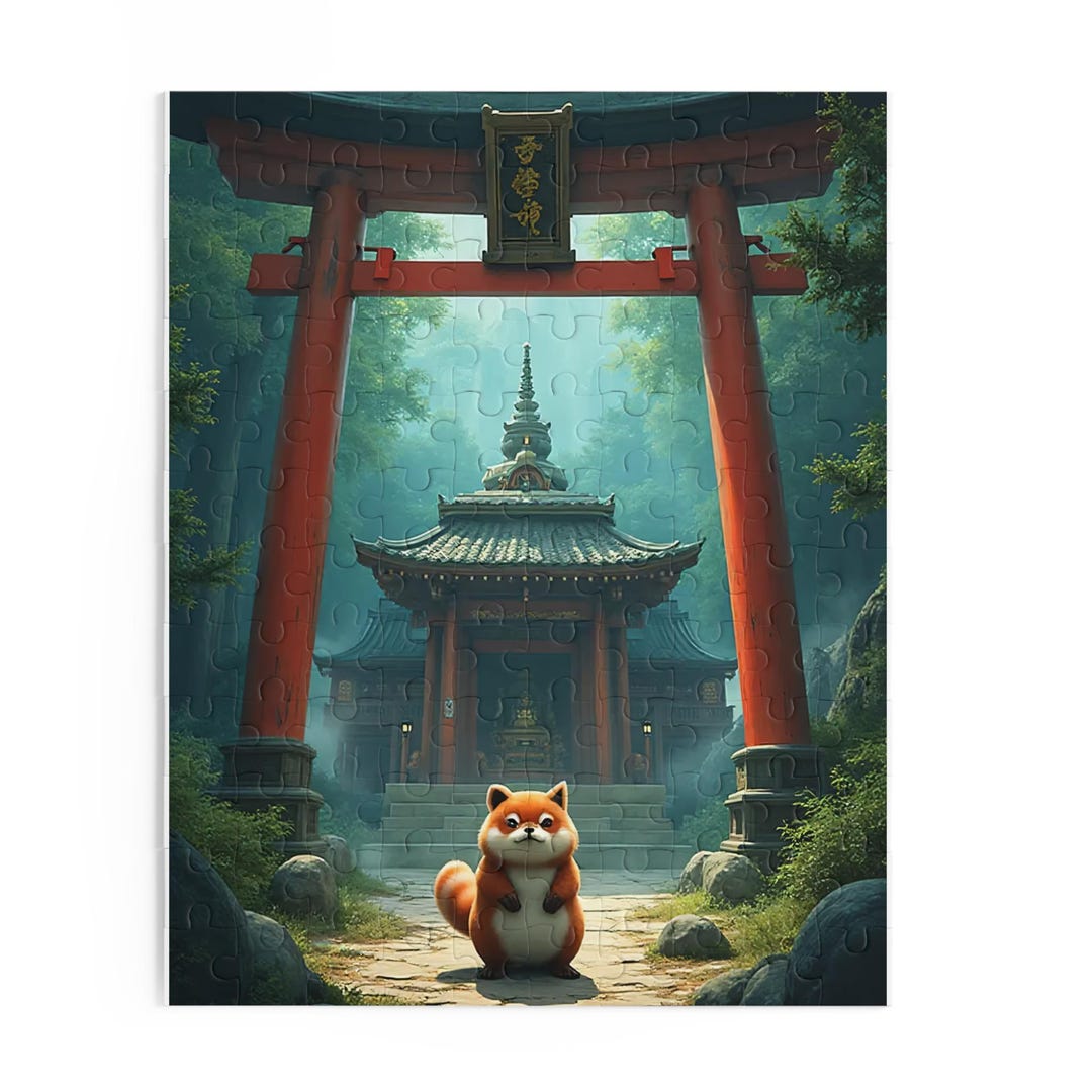 Puzzle, Japanese Tanuki Shrine Torii Bird, Traditional Japanese Style ...