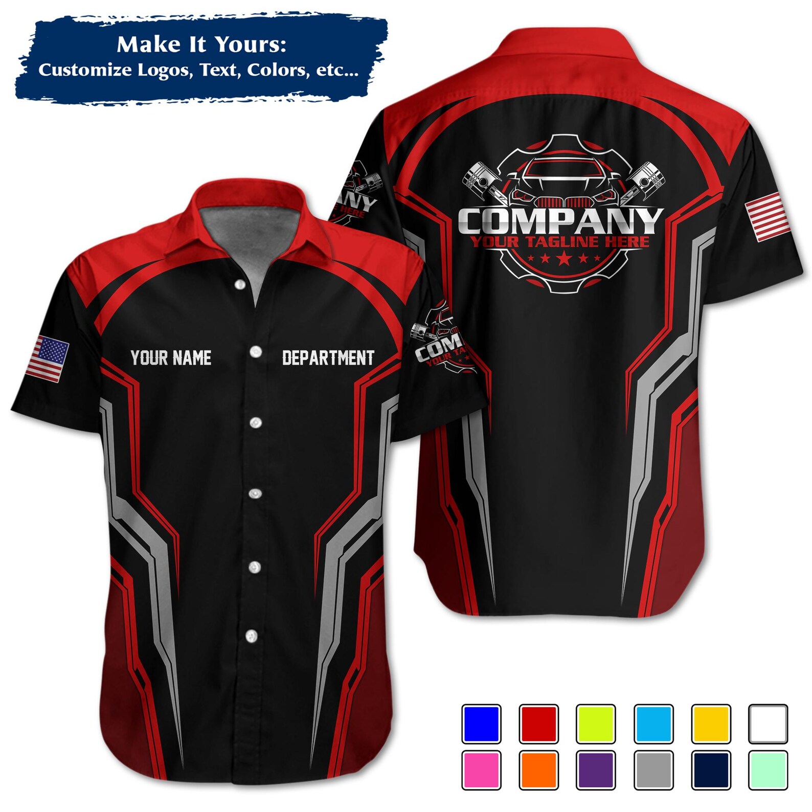 Custom Pit Crew Shirt With Name & Department – Personalized Auto Repair ...