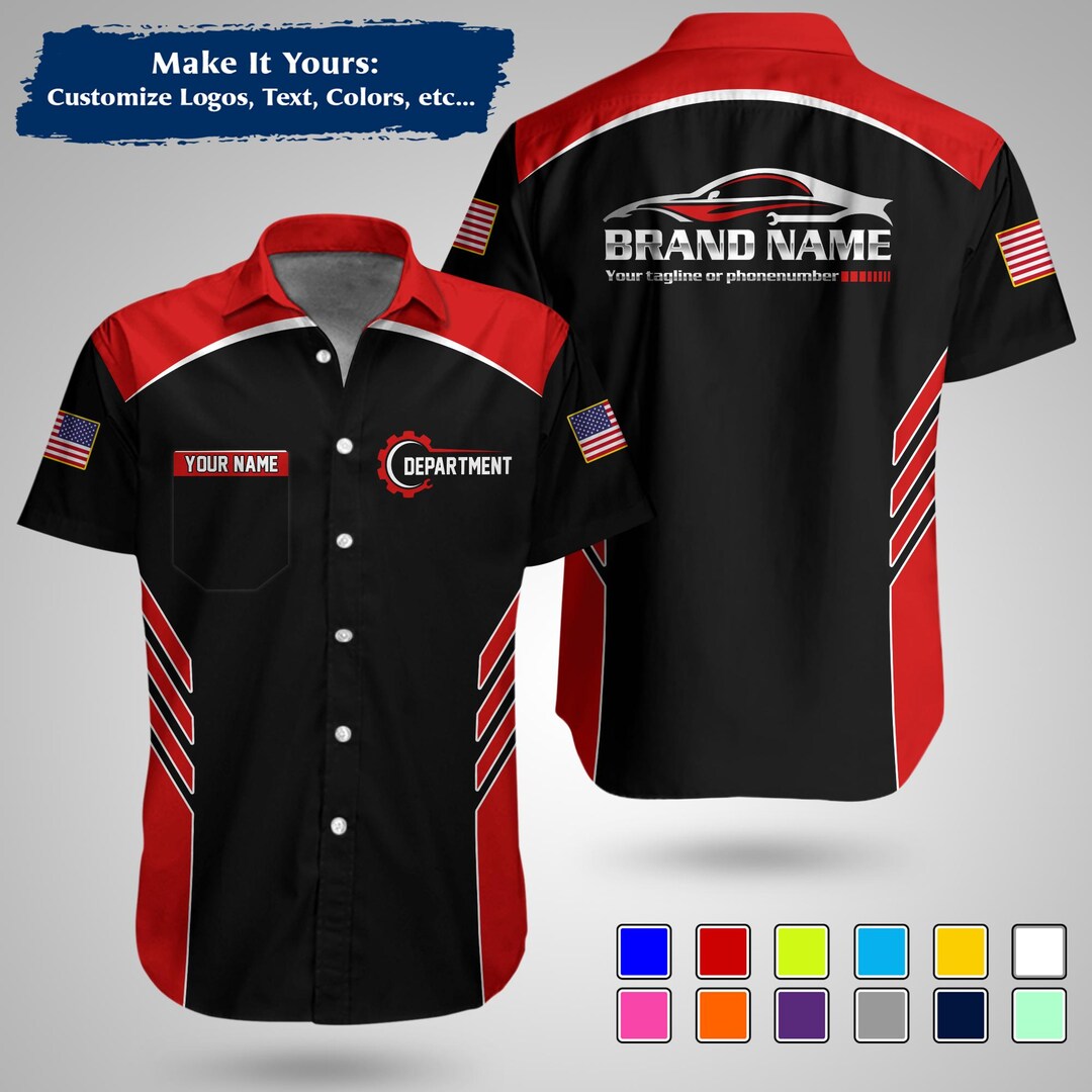Custom Racing Team Work Shirt | Personalized Name, Logo & Company Text ...