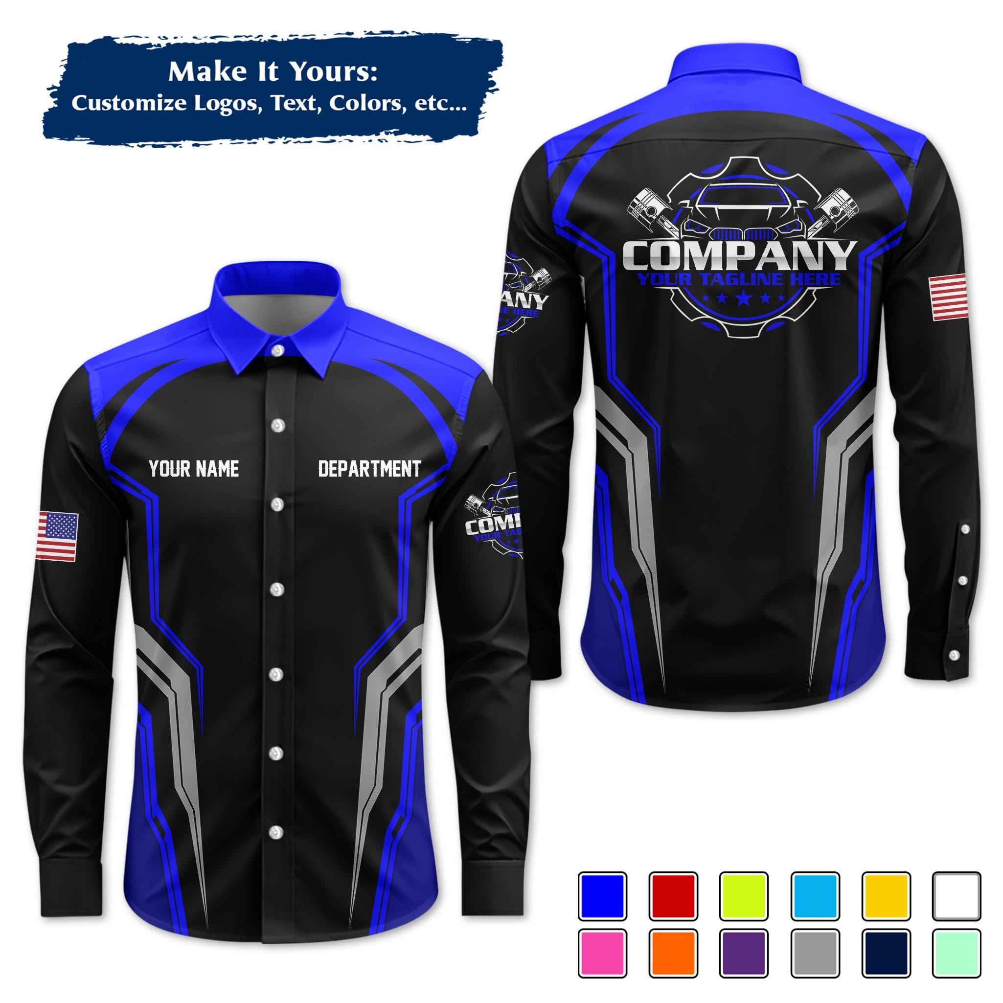 Custom Pit Crew Shirt With Name & Department – Personalized Auto Repair ...
