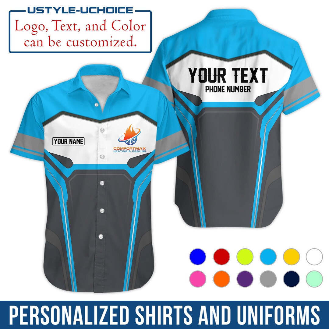 Custom Logo Work Shirt: Personalized Uniform, All-over Print - Etsy