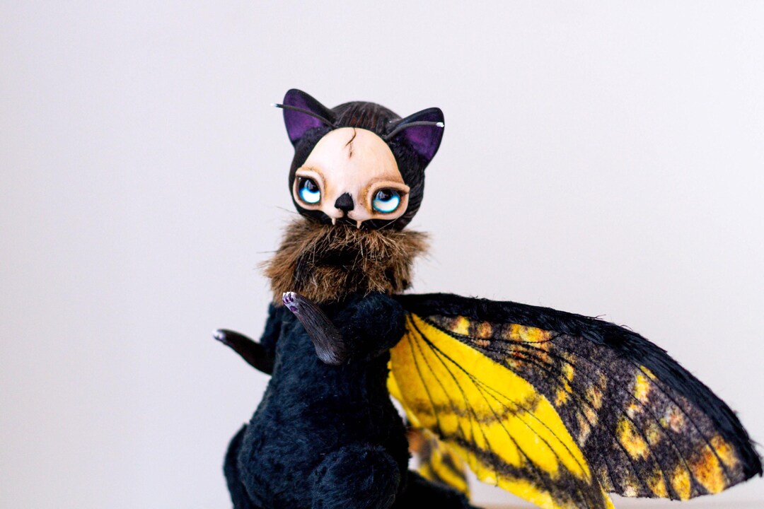 Halloween Cat-moth Art Doll – Death’s Head Moth Hybrid, Gothic Fantasy ...