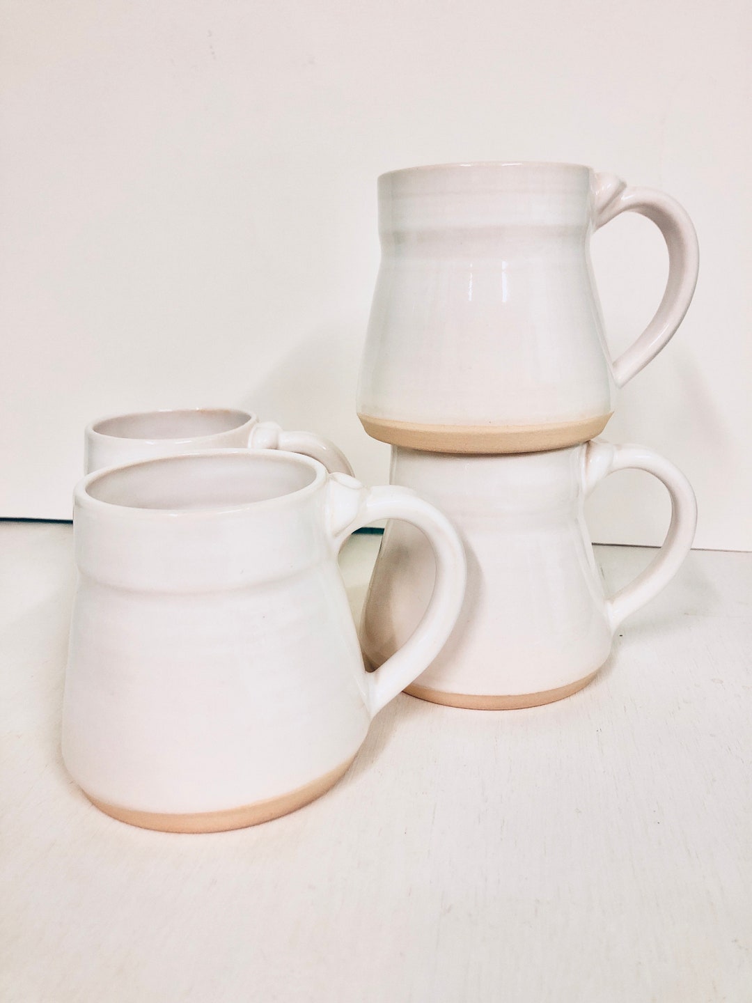 Medium White Flared Coffee Mug Pottery Mug - Etsy