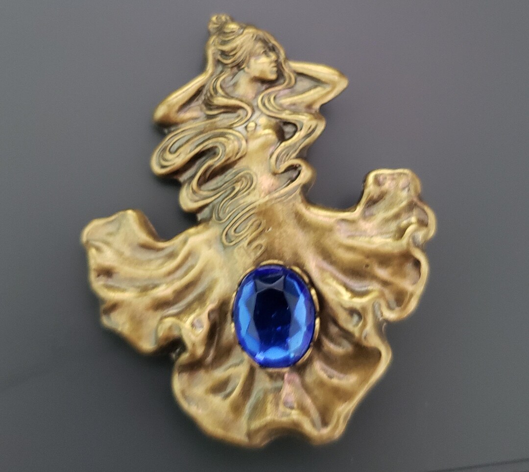 1980s Victorian Revival Faux Sapphire Dancing Lady Brooch - Etsy