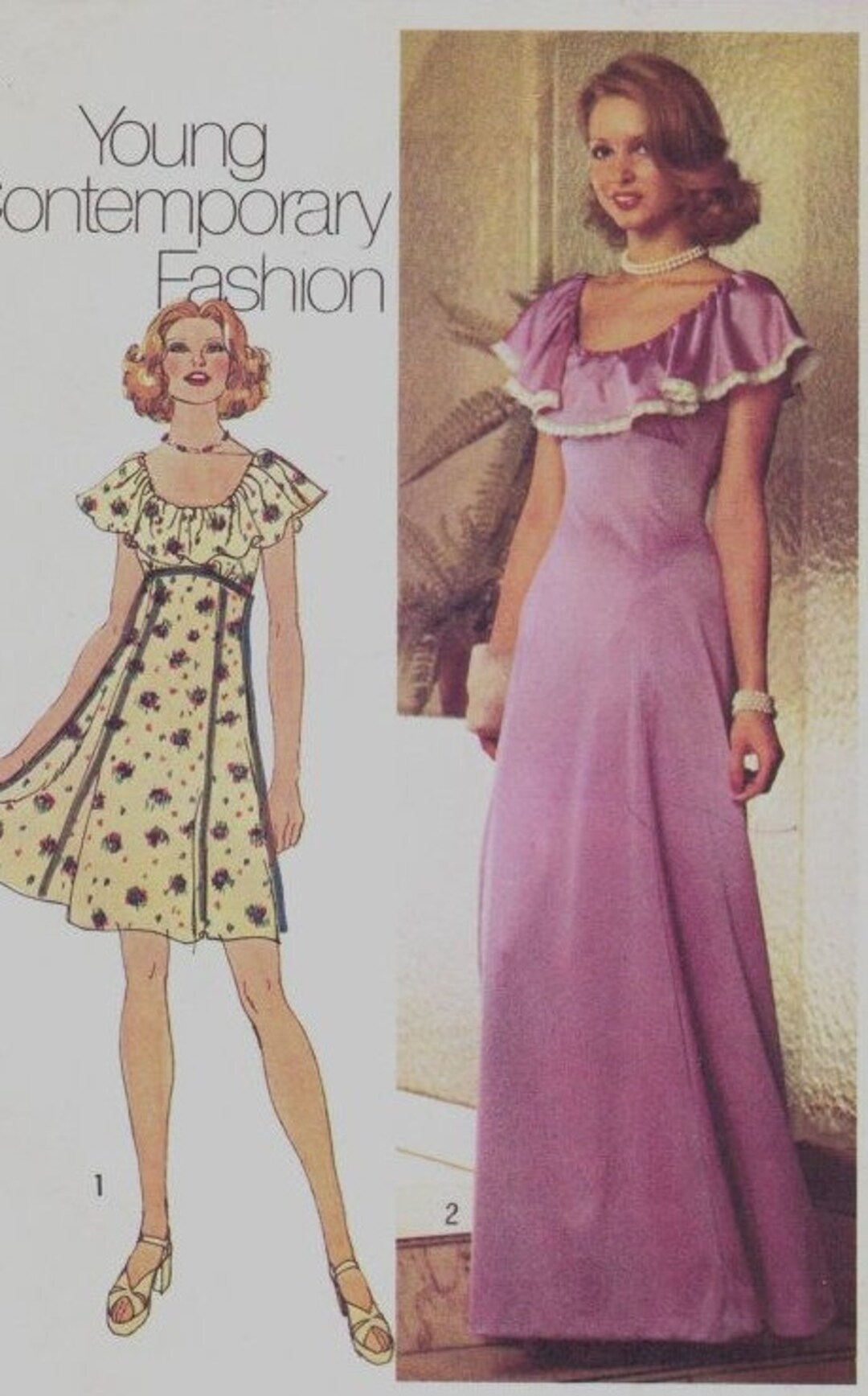 1973 Empire Waist Dress in Two Lengths Sewing Pattern 5947, Size 16 ...