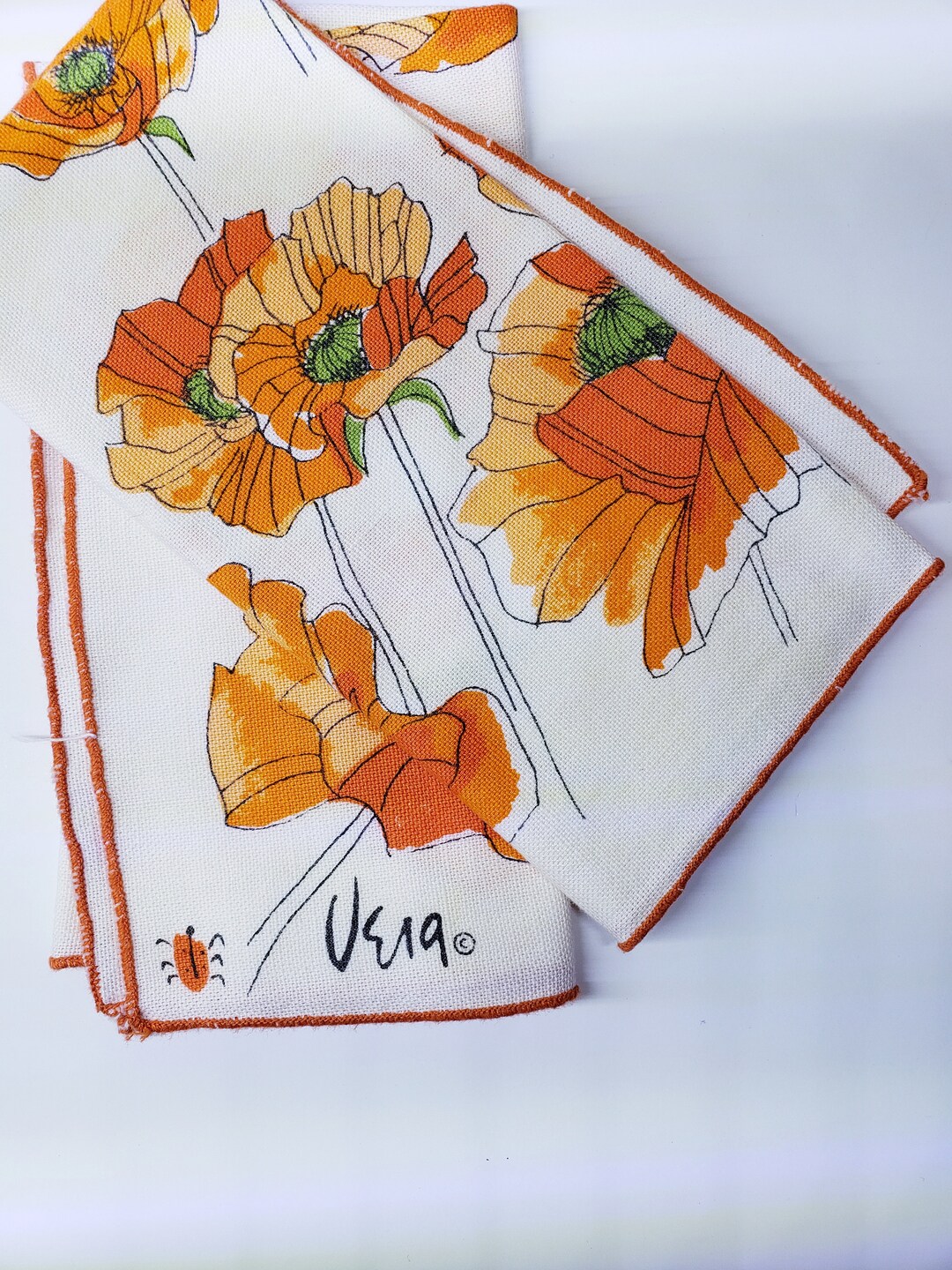 Mid Century Vera Ladybug Orange Poppy Napkins Set of 4 - Etsy