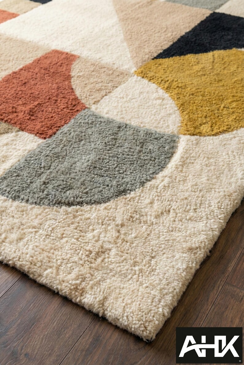 Buy Hand Tufted Wool Rug, Modern Geometric Abstract Design Online in ...
