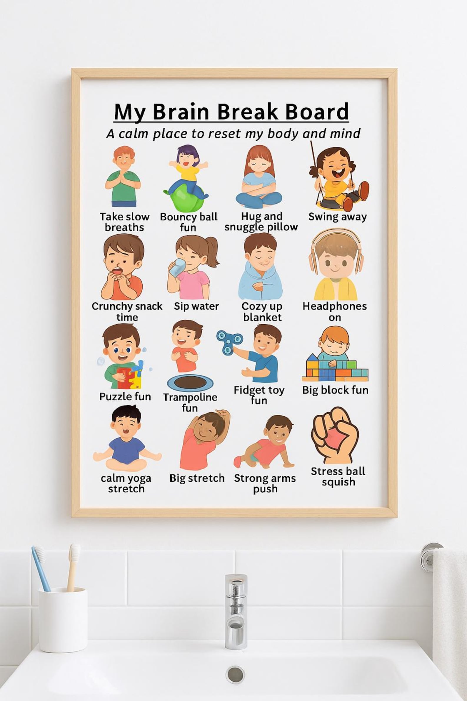 Emotional Regulation Visual Support Chart/ Kids Brain Break Board ...
