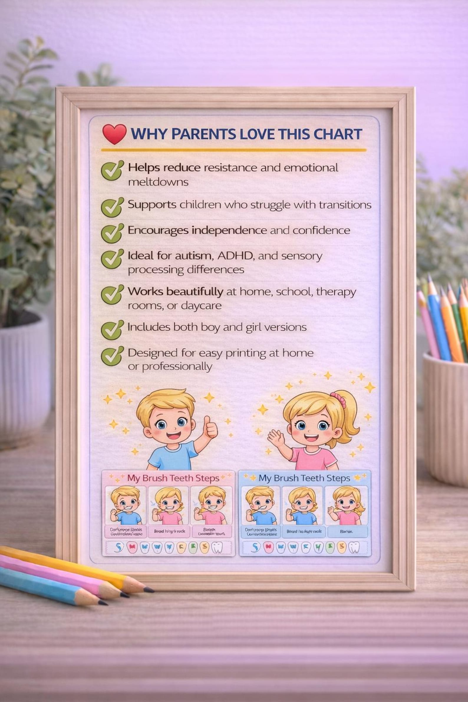 Kids Visual Teeth Brushing Routine Charts | Autism ADHD Friendly ...