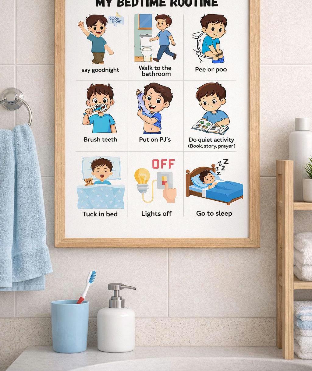 Kids Bedtime Routine Chart | Visual Aid for Autism & ADHD (printable ...