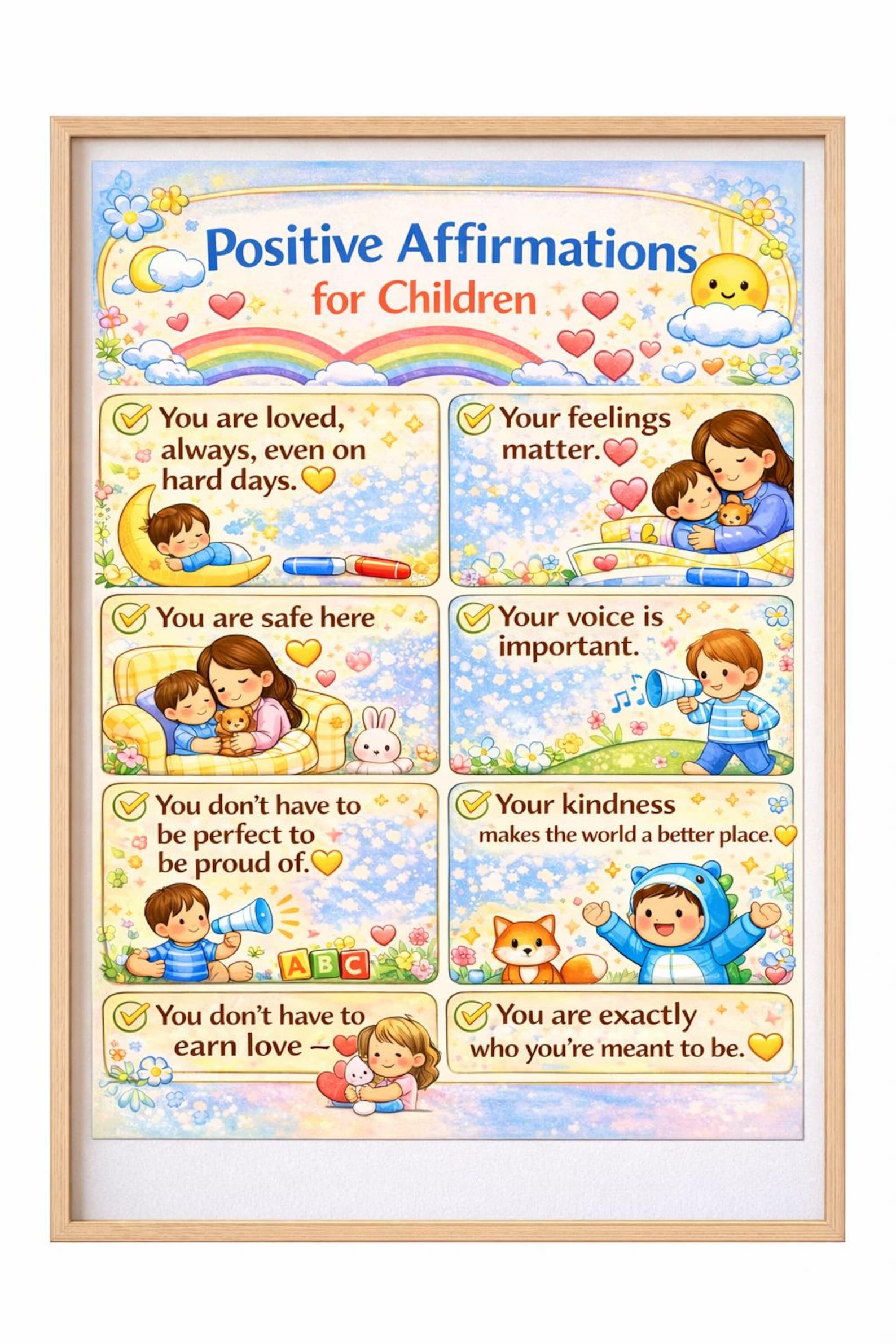 Positive Affirmations Poster – Kids Emotional Support, Gentle Parenting ...