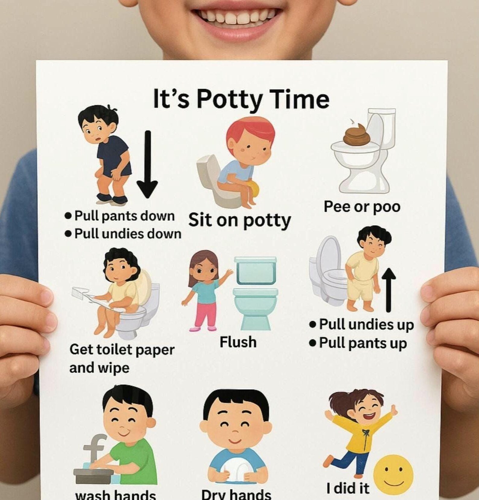 Potty Training Chart for Toddlers: Autism and ADHD Friendly Visual ...