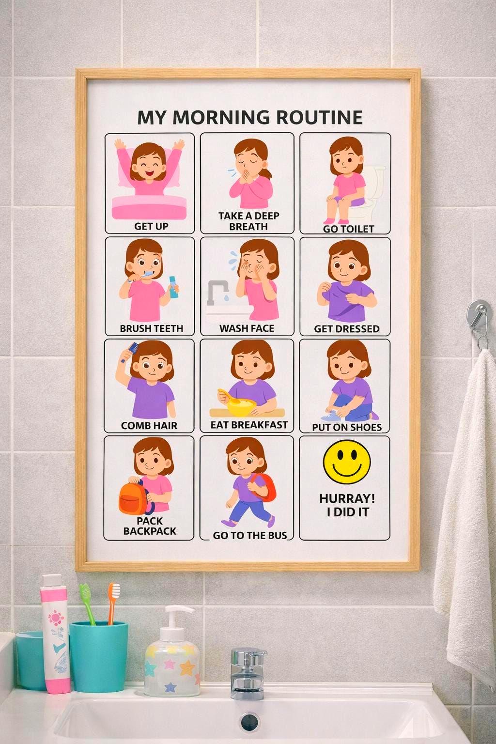Kids Morning Routine Chart | Visual Schedule (PDF) - Etsy