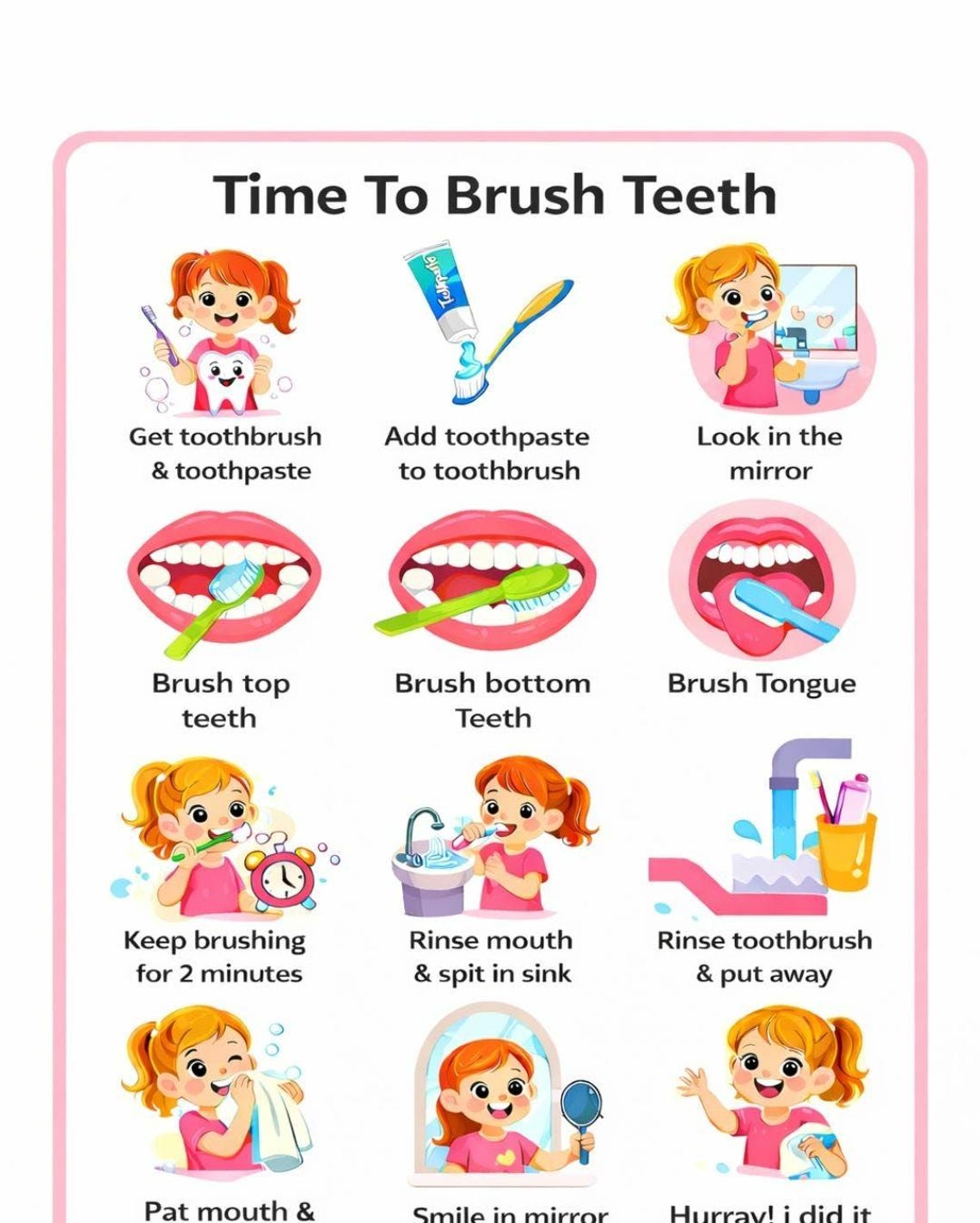 Kids Visual Teeth Brushing Routine Charts | Autism ADHD Friendly ...