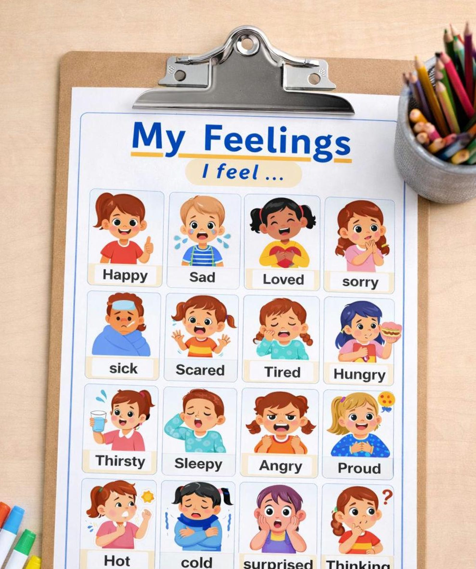 Kids Emotions Chart | Feelings Visual Support for SEL, Autism, ADHD ...