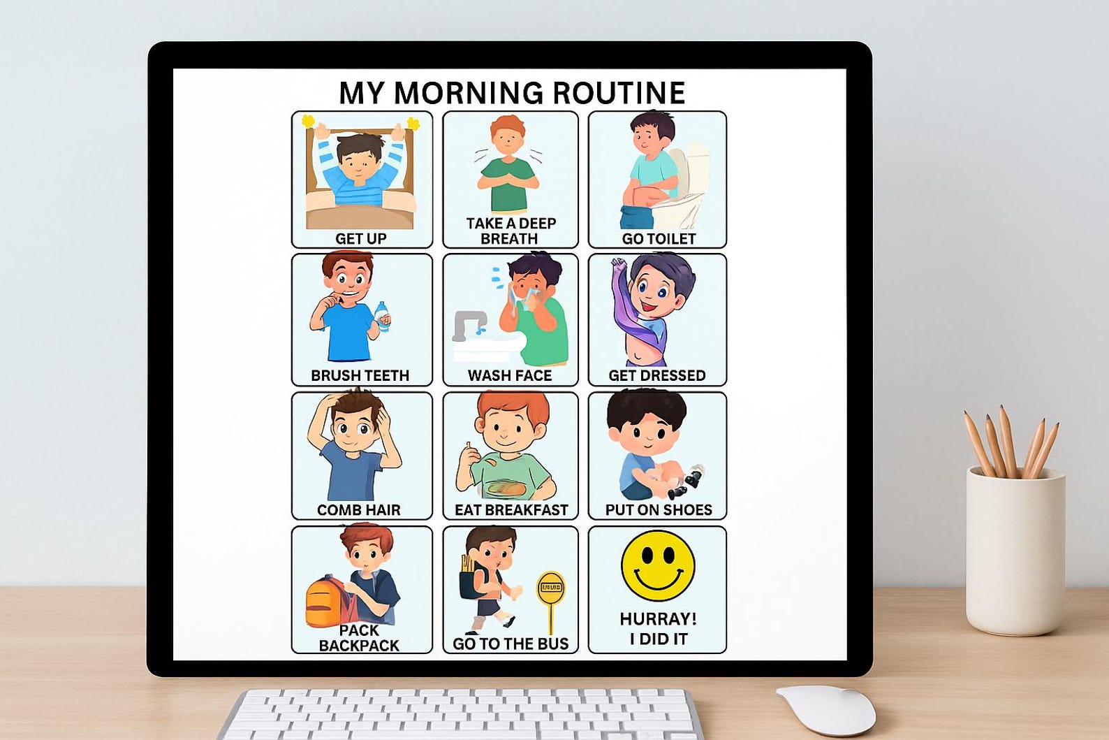 Kids Morning Routine Chart Bundle: Autism, ADHD Friendly Visual ...
