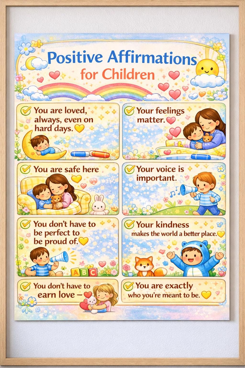 Positive Affirmations Poster – Kids Emotional Support, Gentle Parenting ...