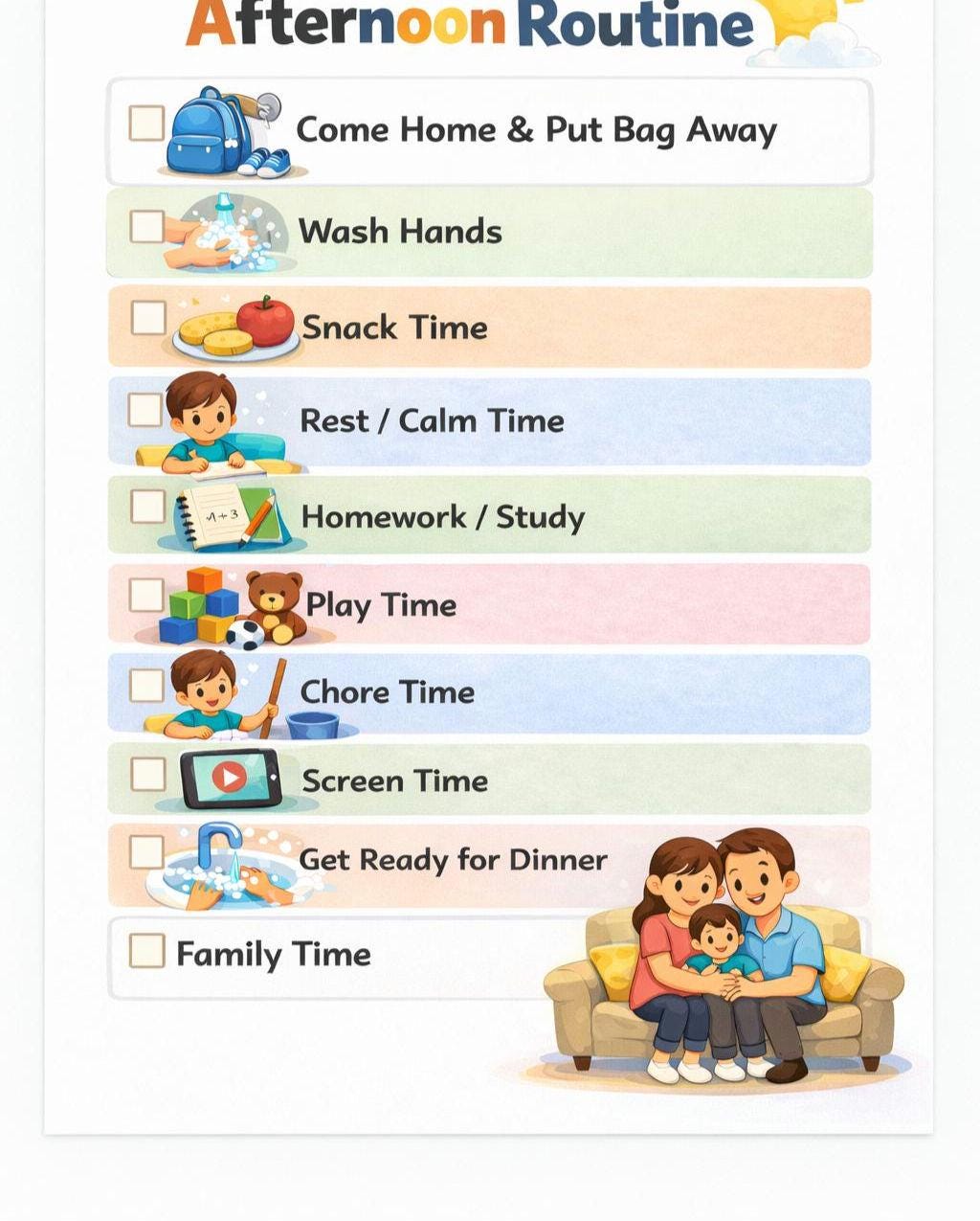 Visual Afternoon-after School Schedule | Autism & ADHD Friendly | Calm ...