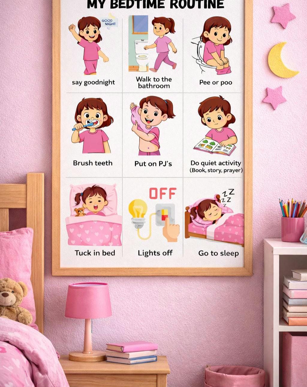 Kids Bedtime Routine Chart | Visual Aid for Autism & ADHD (printable ...