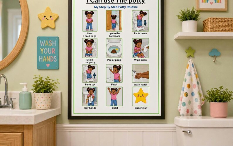 Potty Training Chart Bundle | Visual Schedule for Boys & Girls (digital ...