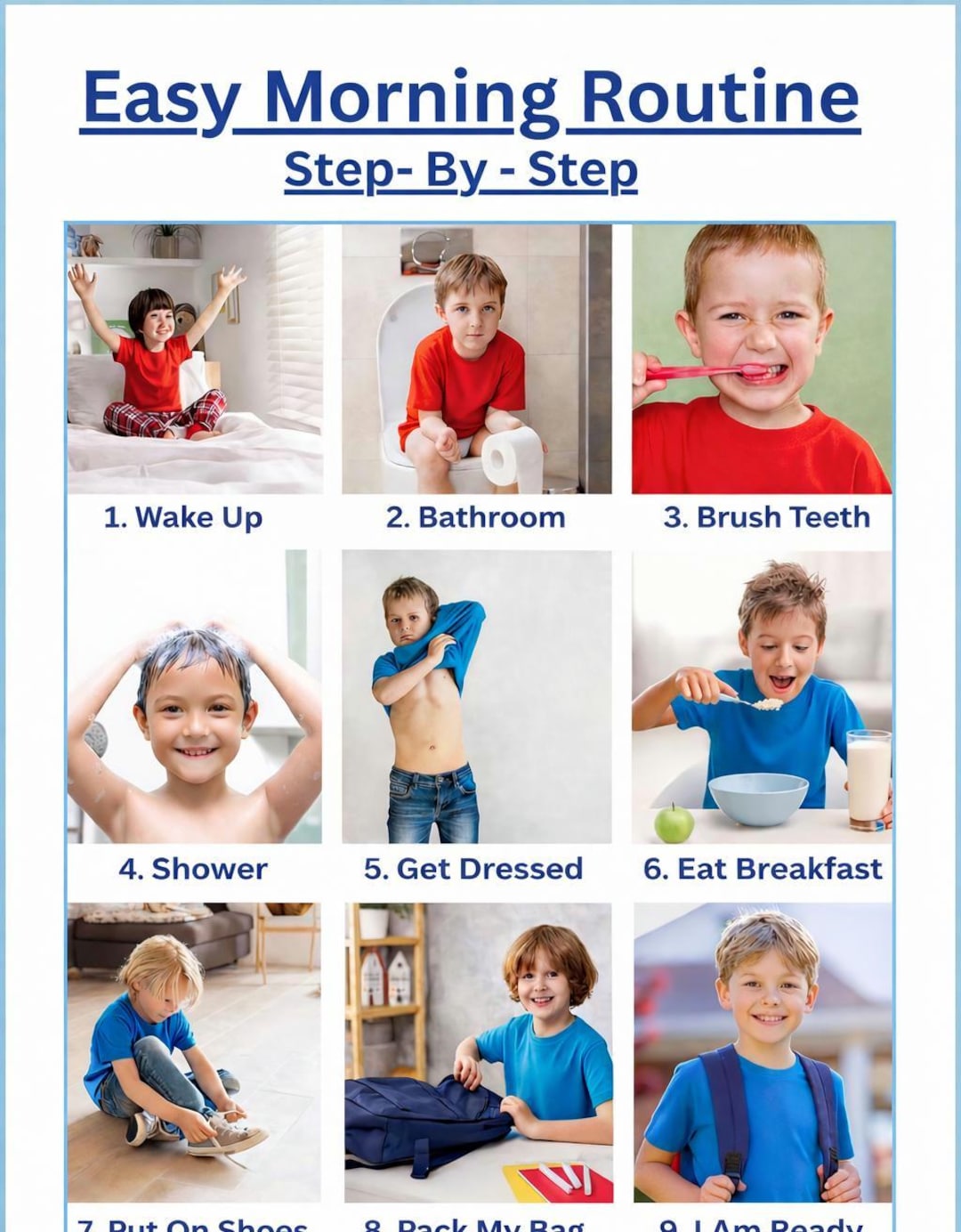 Visual Morning Routine Chart for Kids | ADHD, Autism Schedule (digital ...