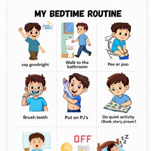 Kids Bedtime Routine Chart | Visual Aid for Autism & ADHD (printable ...