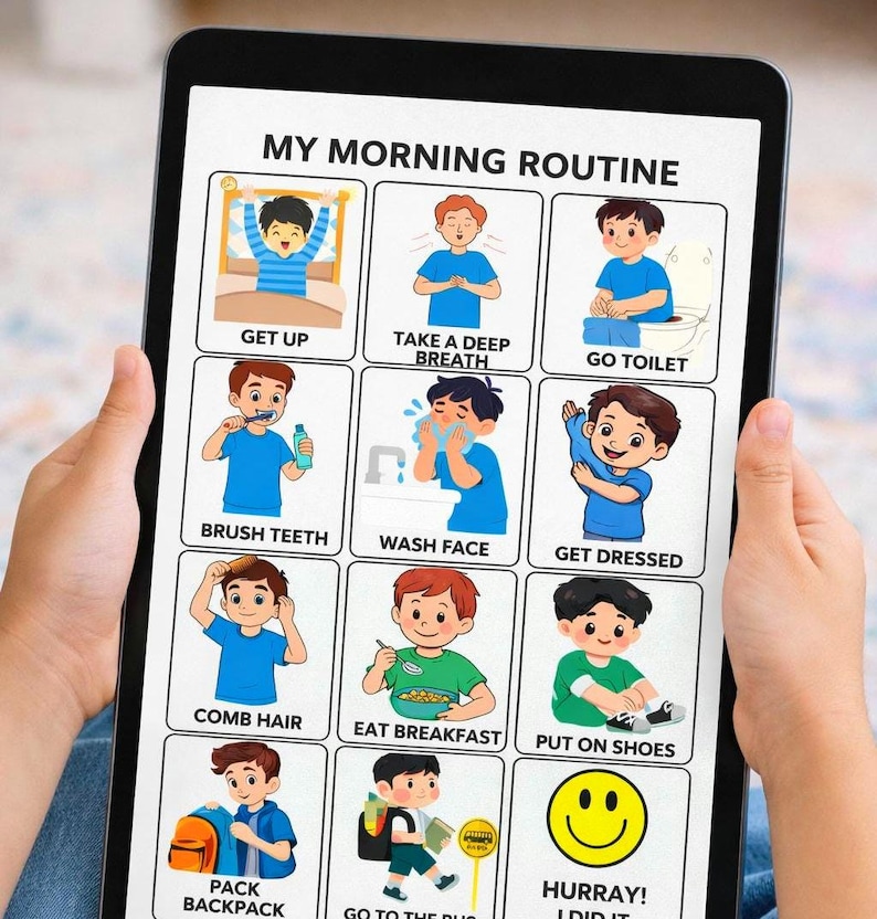 Kids Morning Routine Charts Bundle| Visual Schedule (PDF) Boy/girl ...