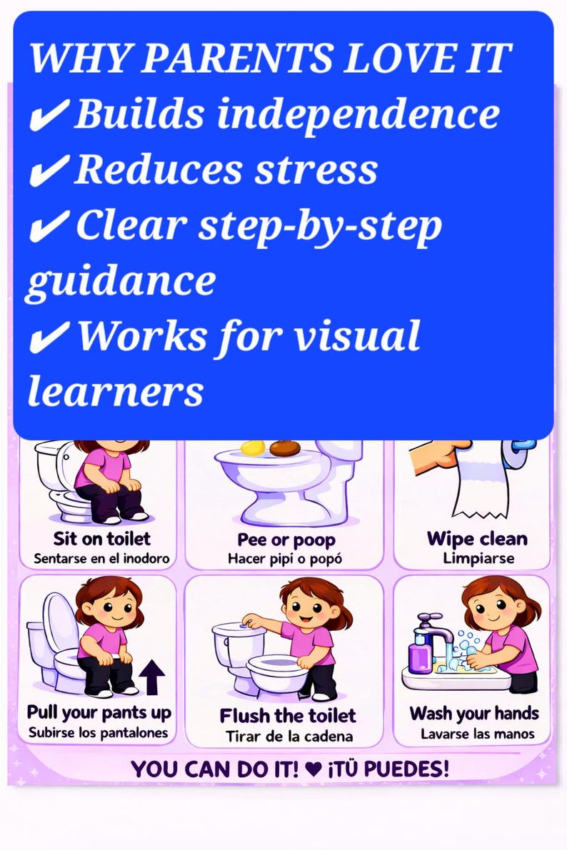 Potty Training Chart for Toddlers | Visual Steps, Bilingual Support ...