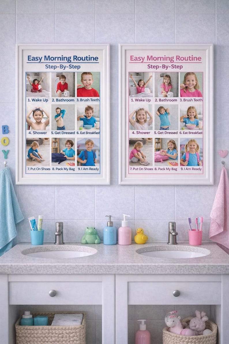 Visual Morning Routine Chart for Kids | ADHD, Autism Schedule (digital ...