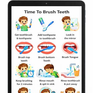 Kids Visual Teeth Brushing Routine Charts | Autism ADHD Friendly ...